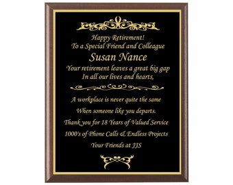 Retirement, Achievement Award, Customized Red Alder Wooden Plaque ...