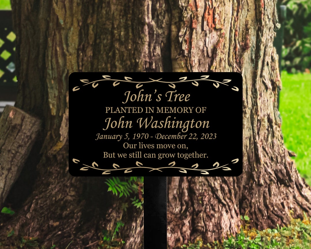 Memorial Tree Plaque With Stake, Personalized Sturdy Metal Garden ...