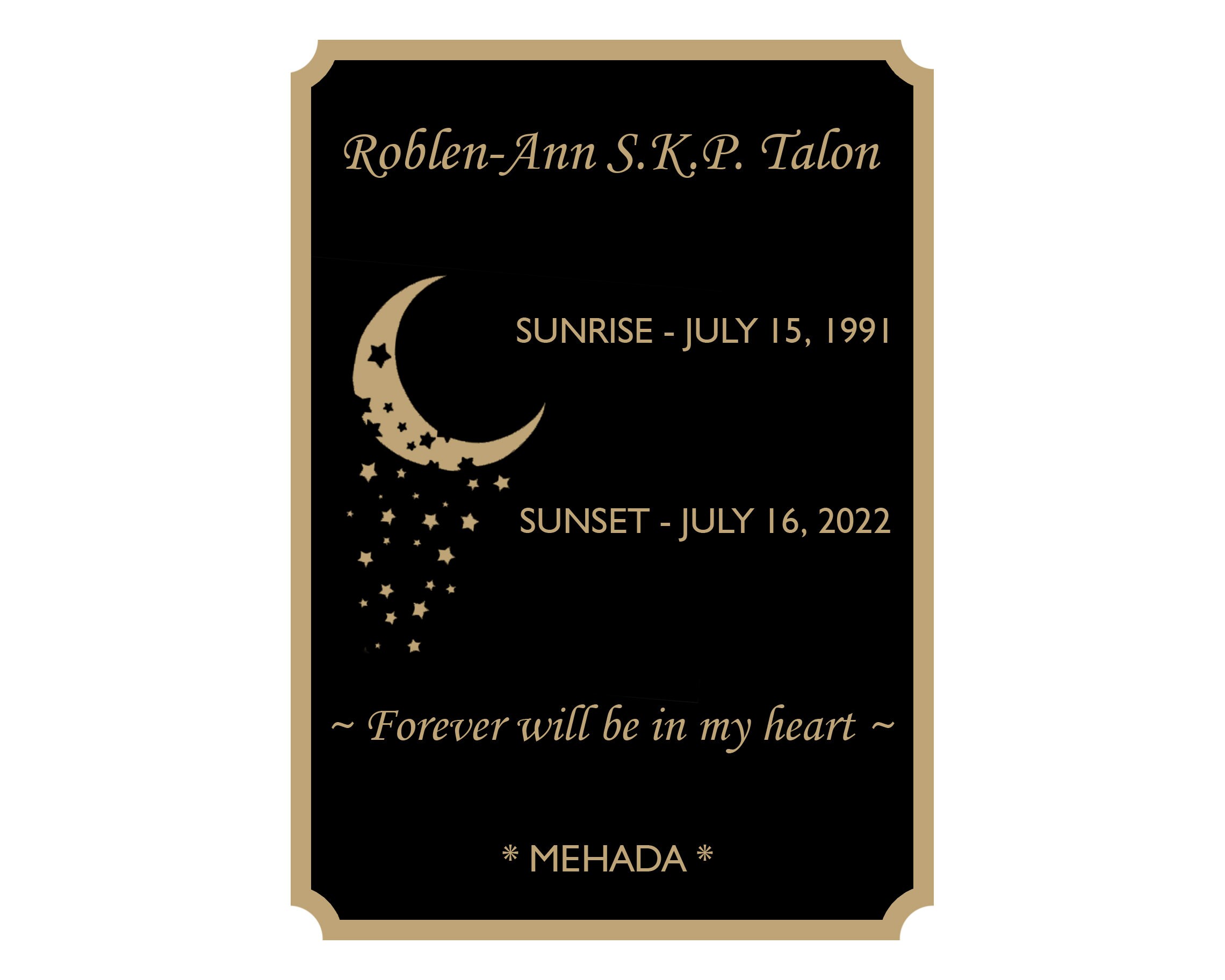 Stars and Moon Memorial Plaque Cremation Urn Plate Name - Etsy