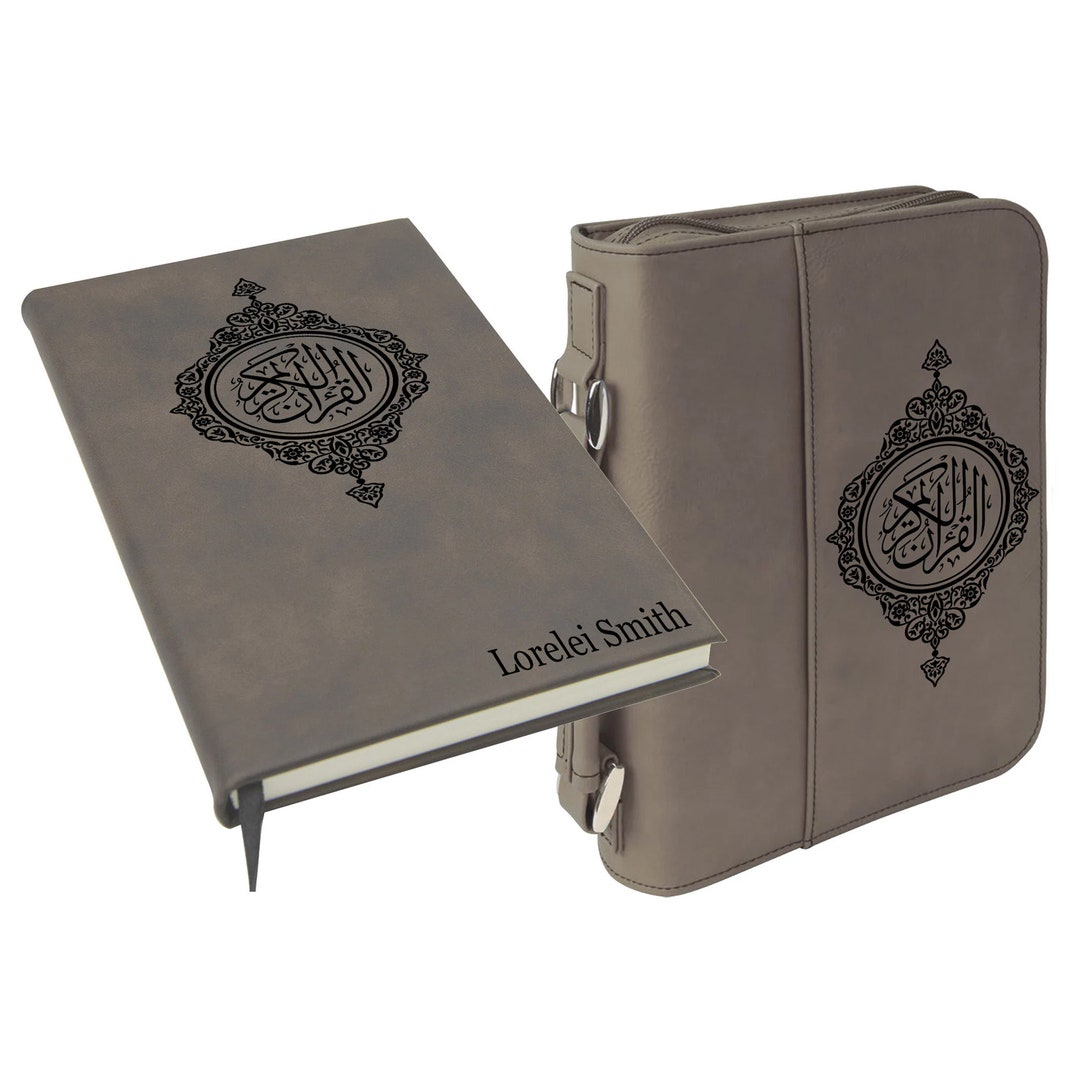 Quran Cover and Journal Set, Personalized Vegan Quran Cover With Zipper ...