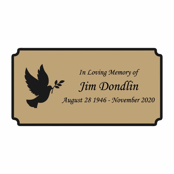 Dove Memorial Plaque Cremation Urn Plate Name Plate in Black - Etsy