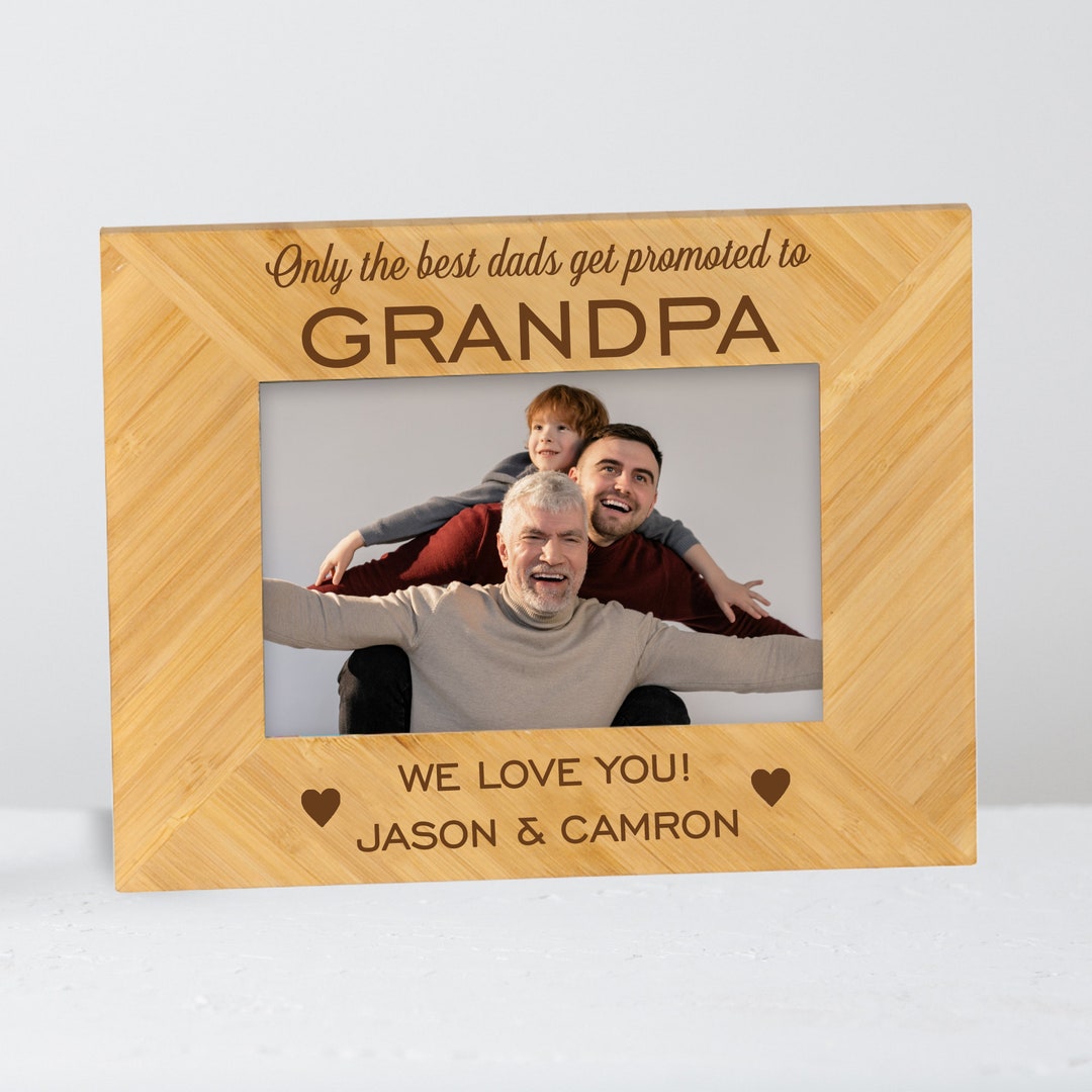 Promoted to Grandpa Picture Frame | 4x6 Bamboo Picture Frame | Father's ...