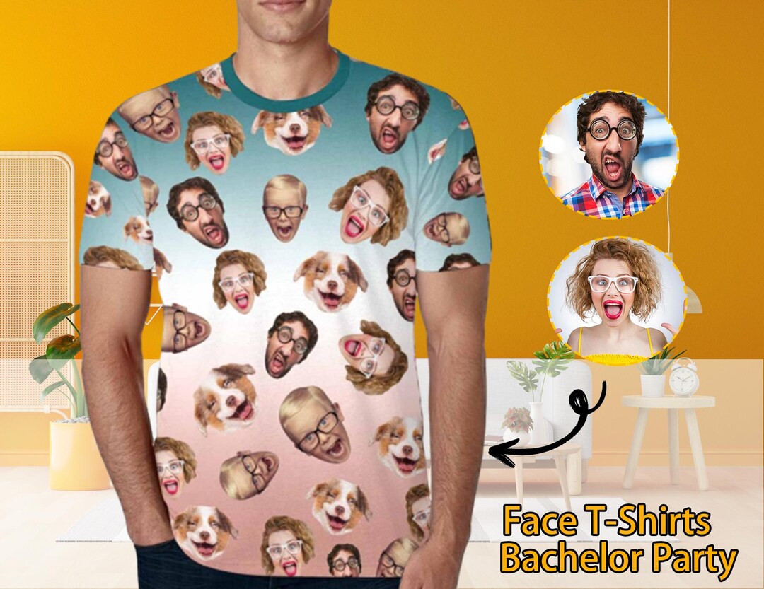 Custom Face T-shirt, Personalized Photo Shirt, Bachelor Party Gift - Etsy