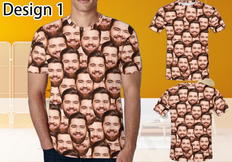 Custom Face T-shirt, Personalized Photo Tee, Birthday Gift - Etsy