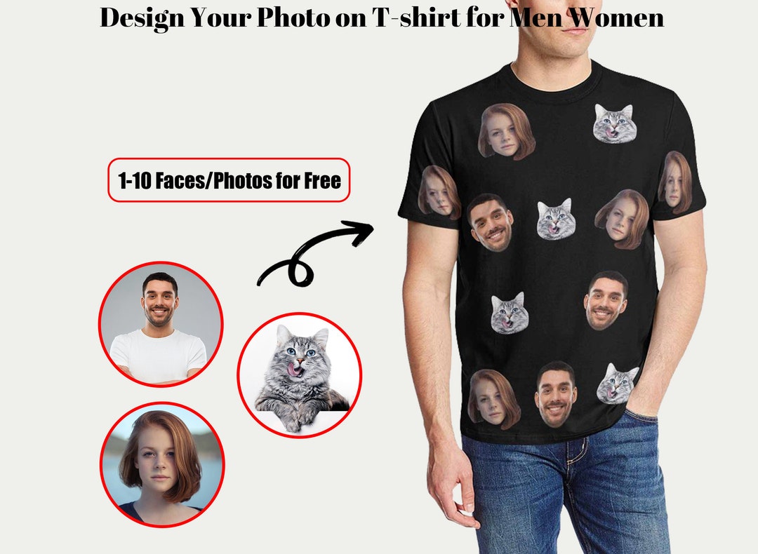 Custom Photo T-shirts for Men Women Personalized Face on Shirt Mothers ...