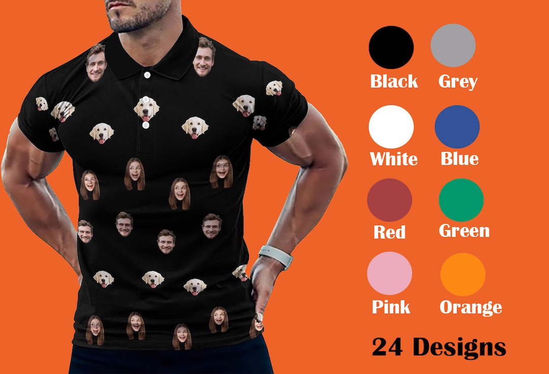 Custom Face Polo Shirt: Personalized Photo Text Gift - Etsy