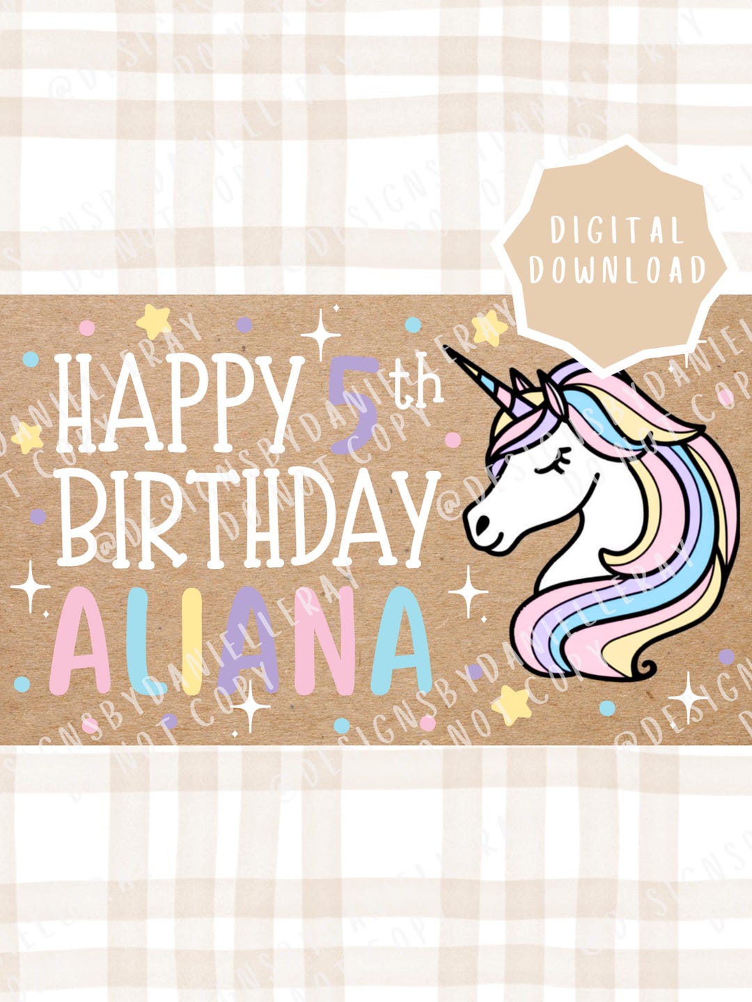 Unicorn Birthday Banner Template | Unicorn Theme Party Decor (digital ...