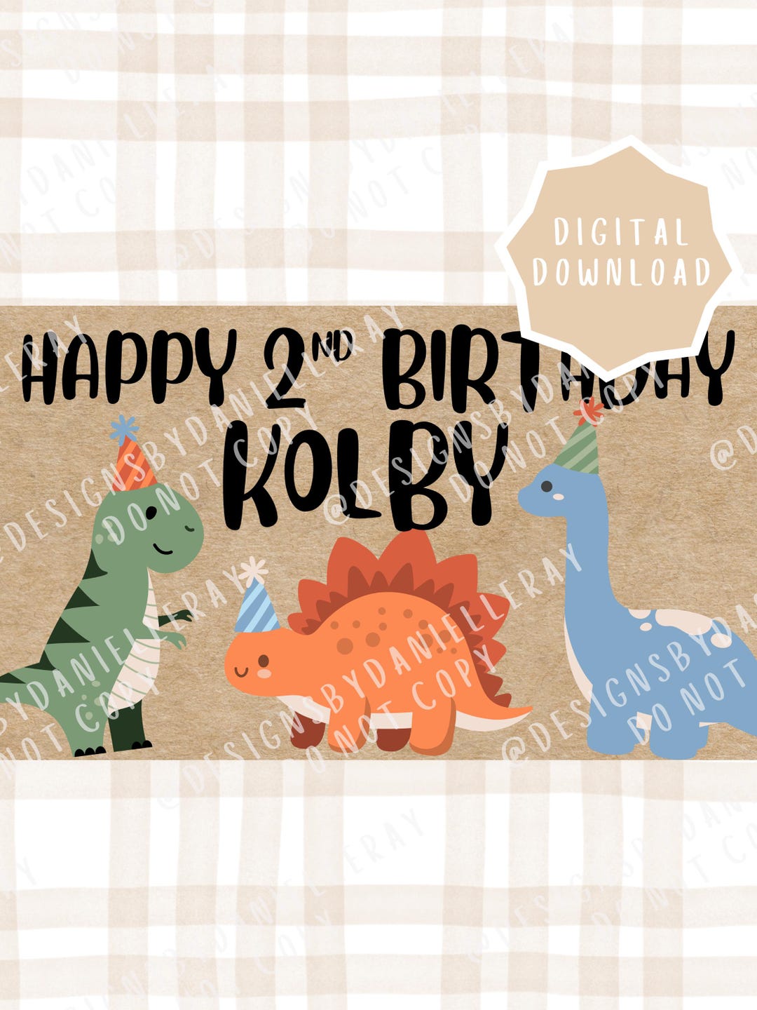 Digital Dinosaur Birthday Banner Template | Dino First Birthday ...