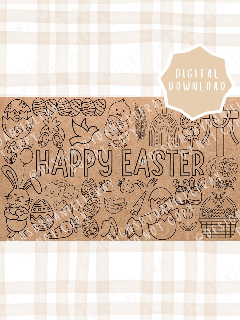 Easter Coloring Sheet Banner Template | Kids Party Decor (digital ...
