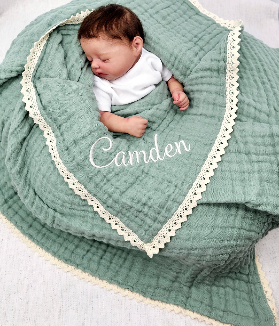 Muslin Baby Blanket,personalized Baby Blanket,luxury Baby Swaddle ...