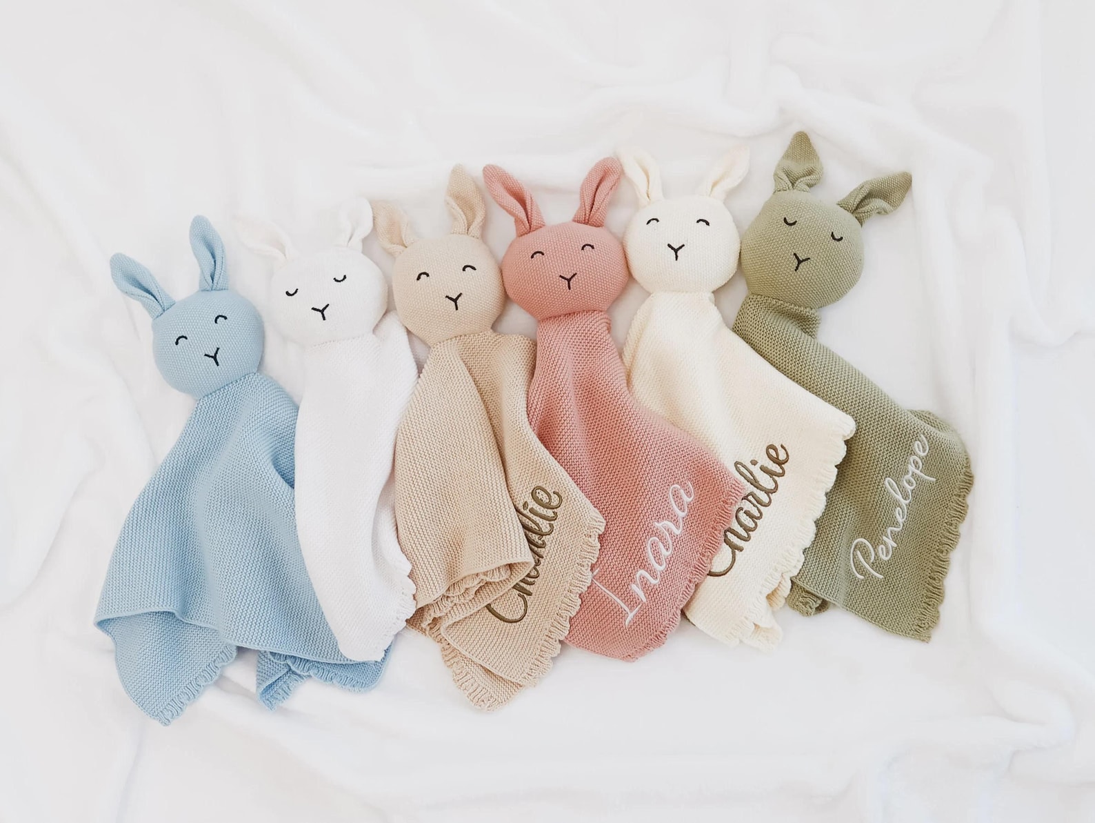 Cotton Knit Security Blanket With Animal for Newborn, Embroidered Name ...