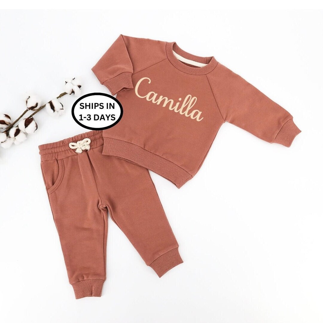 Baby Tracksuit,embroidered Baby Name, Jogger Set for Kids,2 Pieces Set ...