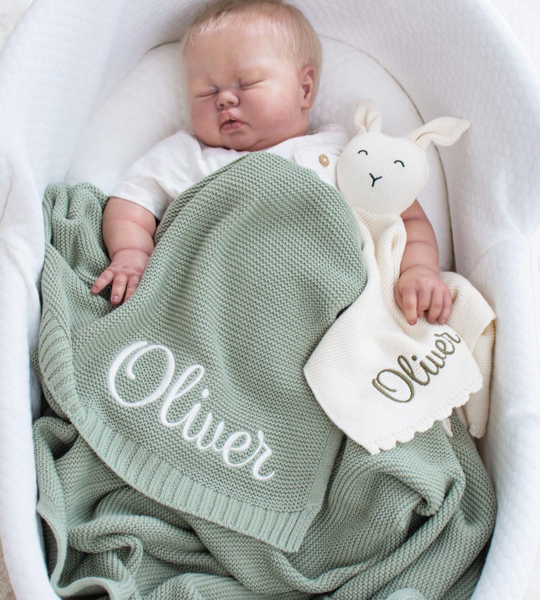 Personalized Baby Blanket SET, Custom Embroidered Blanket, Baby Name ...