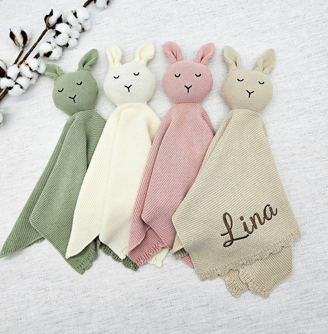 Newborn Security Blanket With Animal for Newborn, Embroidered Name ...