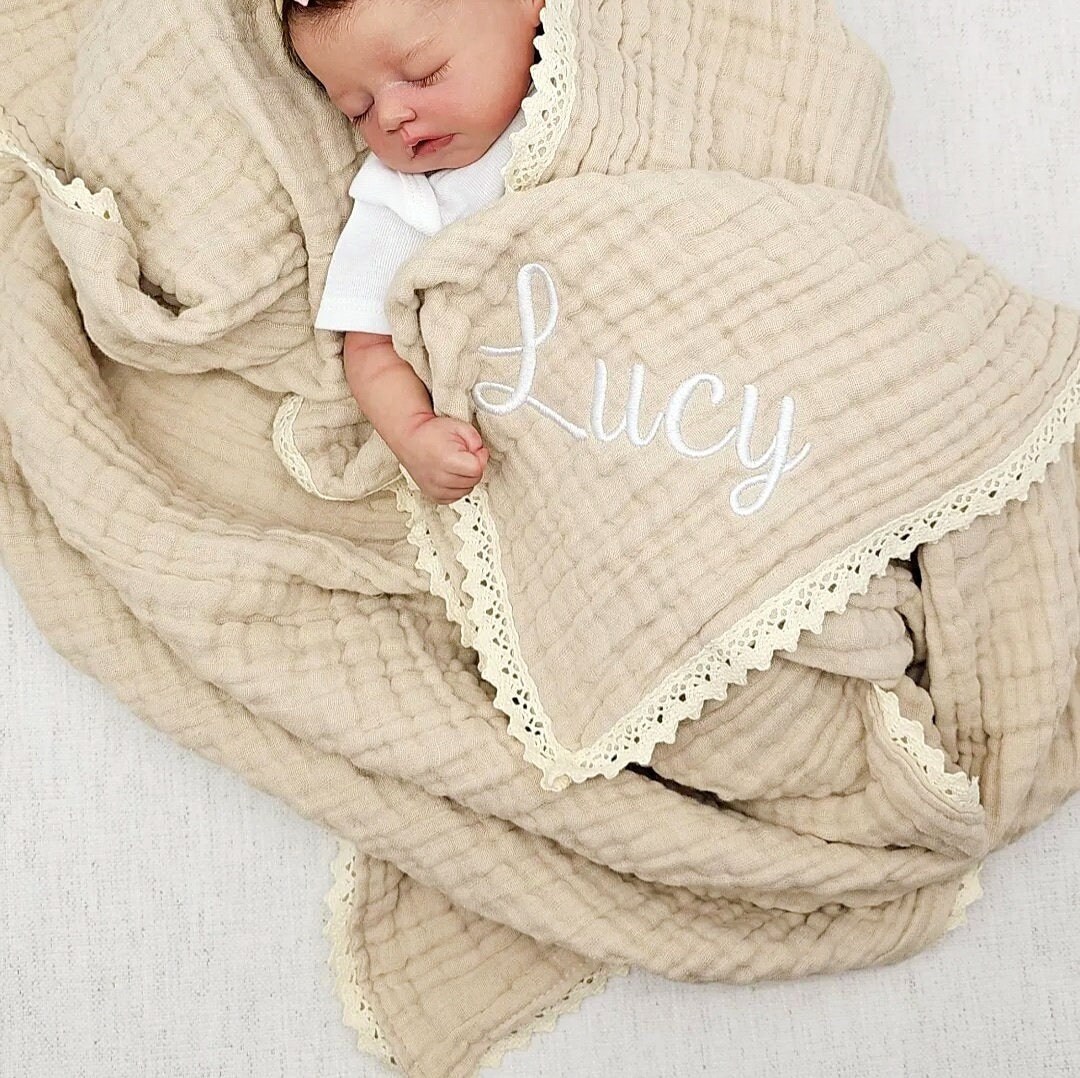 Baby Blanket, Organic Muslin Blanket,personalized Baby Blanket,luxury ...