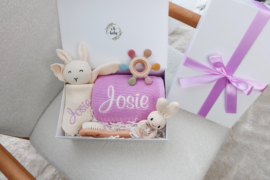 Baby Gift Box, Personalized Baby Shower Gift, Baby Blanket, Newborn ...