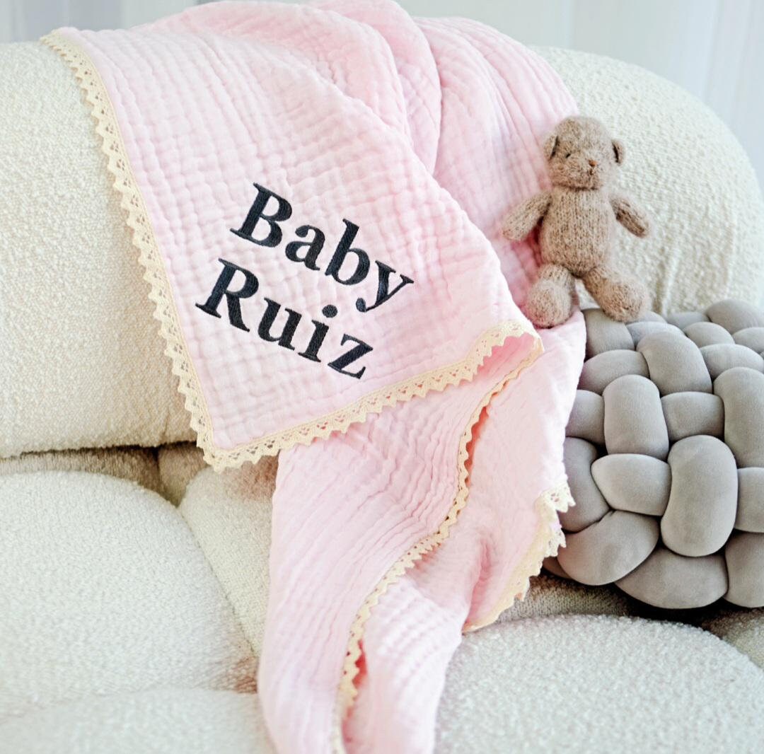 Personalized Baby Blanket,luxury Baby Swaddle Blanket, Embroidered Name ...
