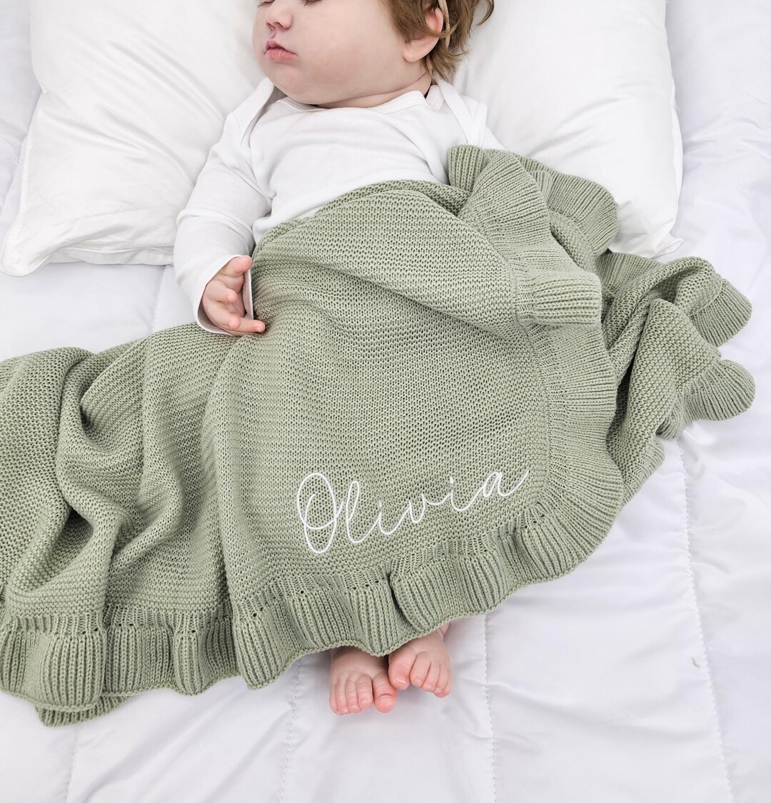 Ruffle Baby Blanket /embroidered Blanket / Soft Personalized Baby ...