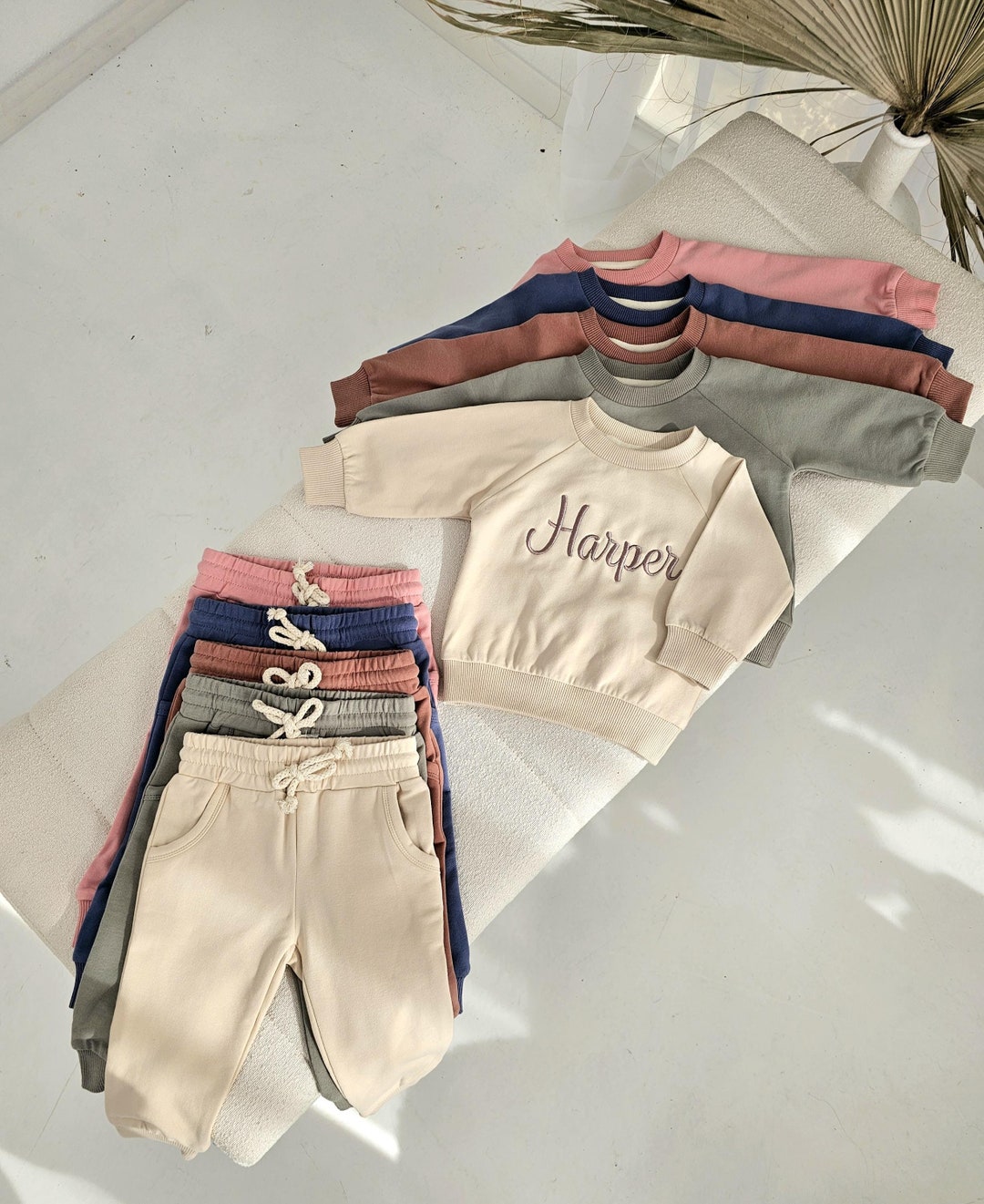 Soft Cotton Baby Tracksuit, Embroidered Baby Name, Jogger Set for Kids ...