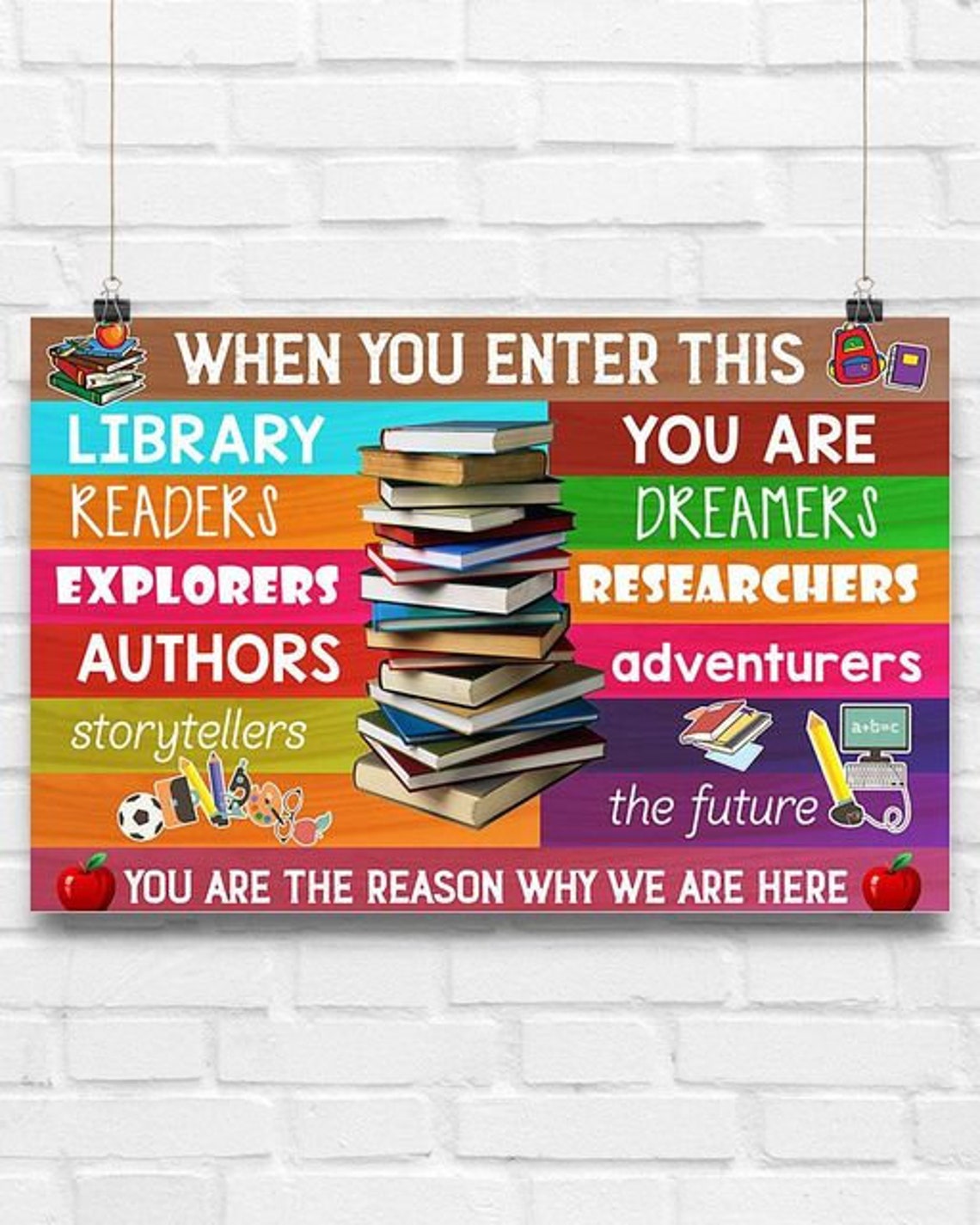 When you enter this library you are readers poster librarian | Etsy