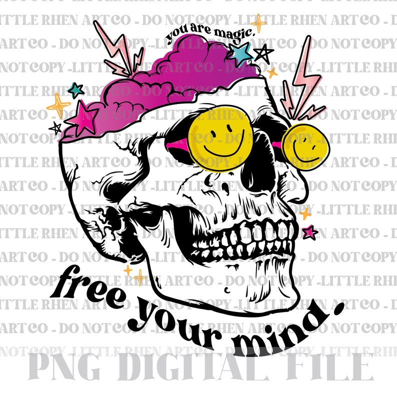 Free Your Mind Smiley Skull PNG File Mental Health PNG - Etsy