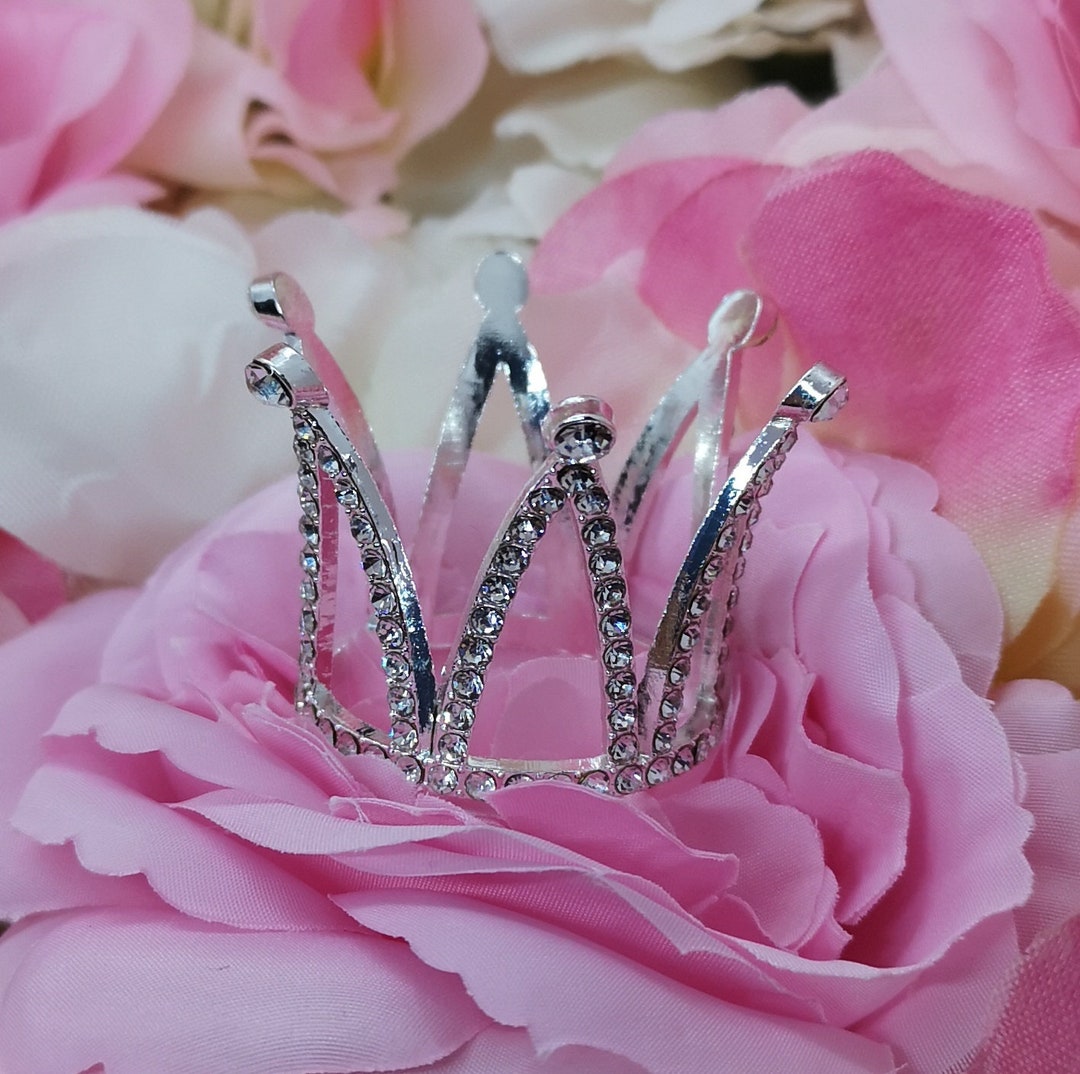 Small Rhinestone Crown Silver for Cupcake, Napkin Holder Rings, or Doll Crowns 2pc/set, 4pc/set ...