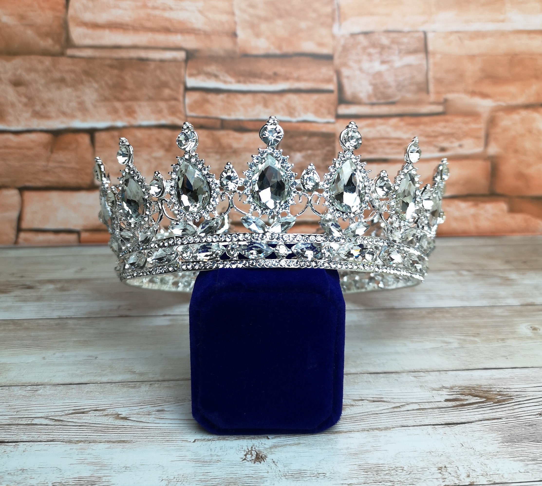 Crystal Rhinestone Crown Silver / Royal Blue Crown for - Etsy