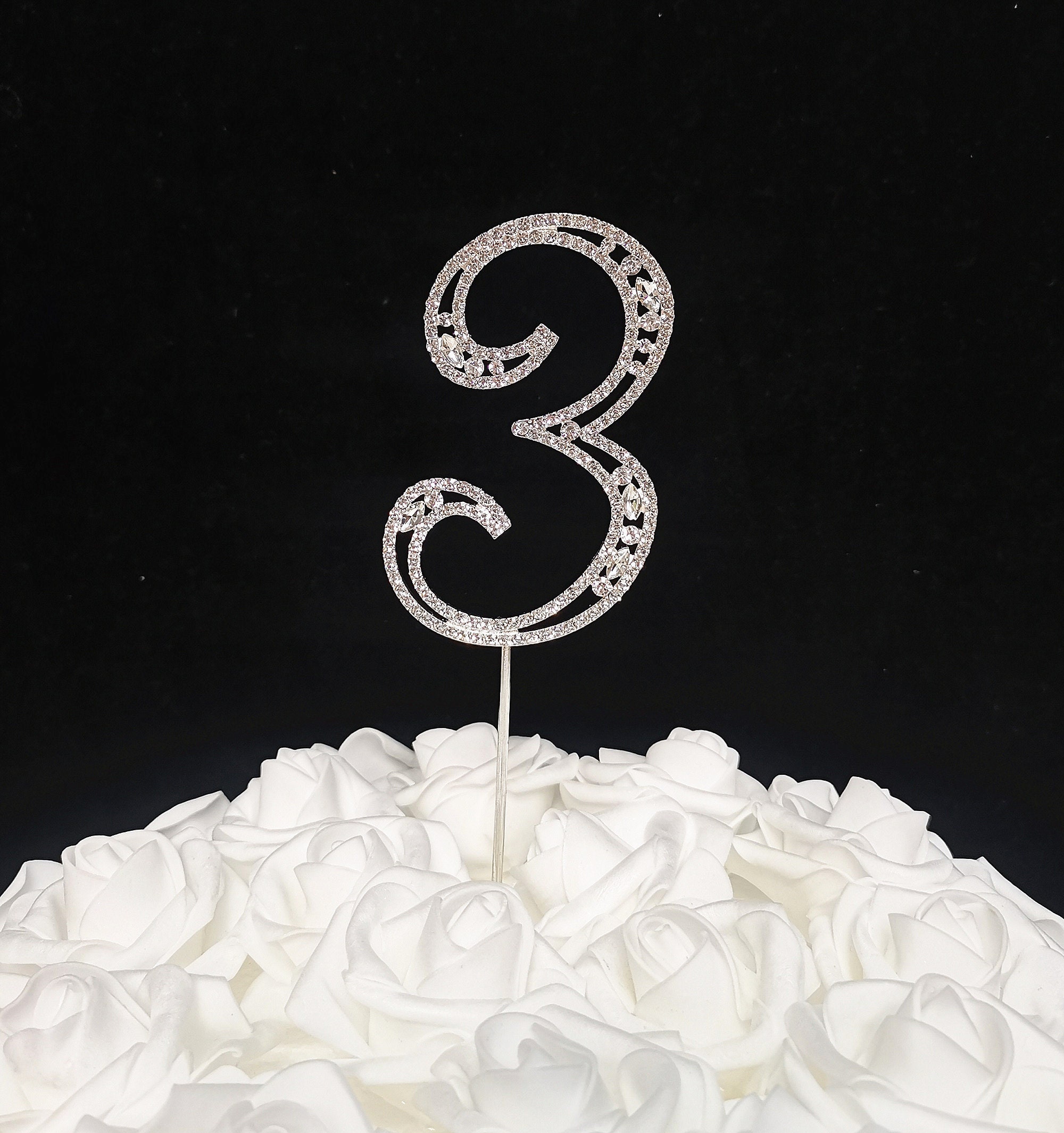 Silver Rhinestone Monogram Numbers Cake Toppers 0-9 / Cake Toppers ...