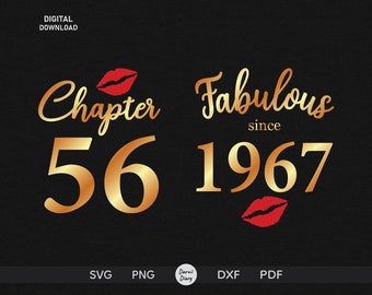 Chapter 50, Fabulous Since Birth Year 1973 SVG File Birthday Kiss Cut File Silhouette Cricut PNG ...