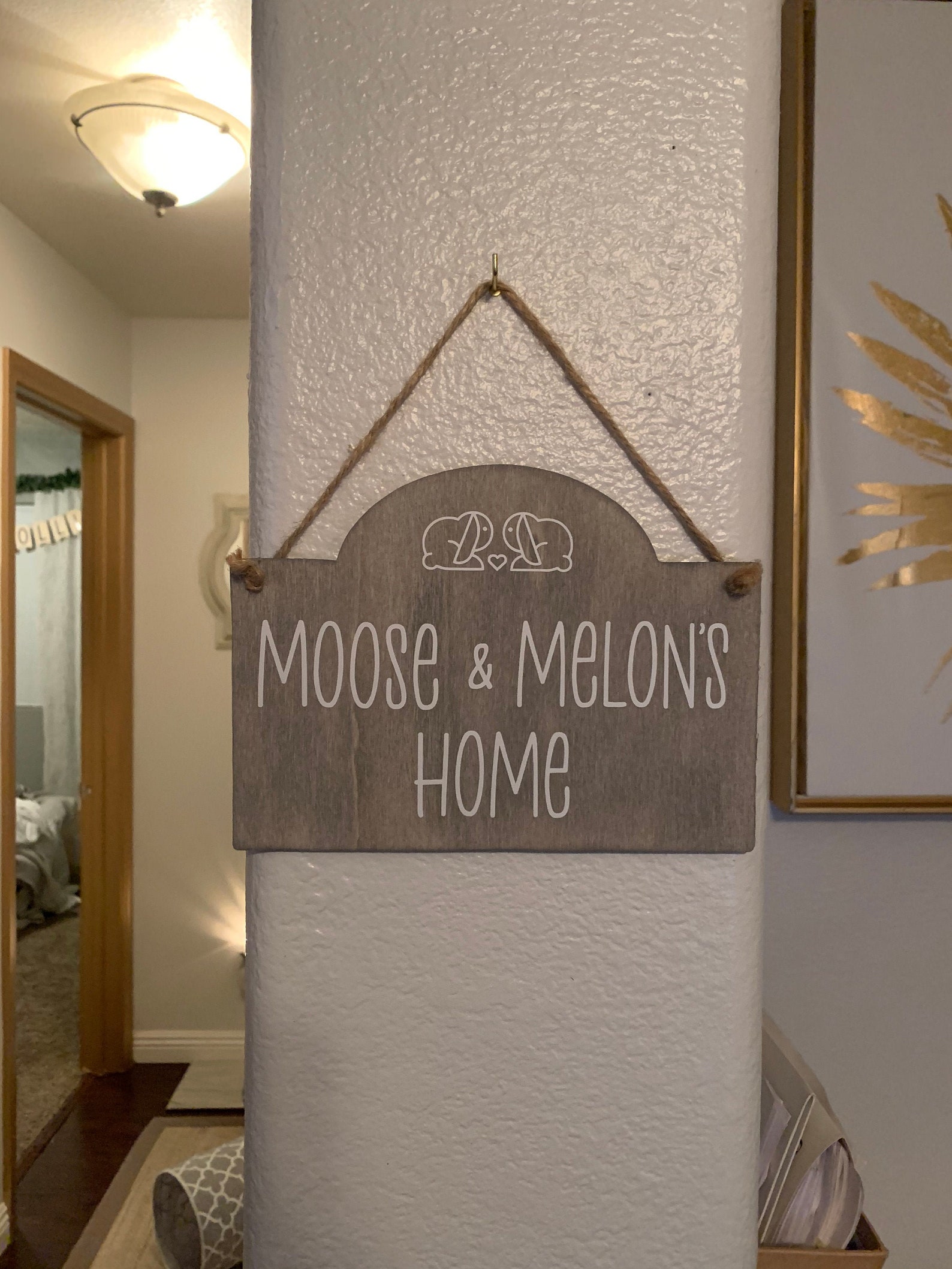 Gray Small Wooden Hanging Sign Custom-made Decor Personalized for Small ...