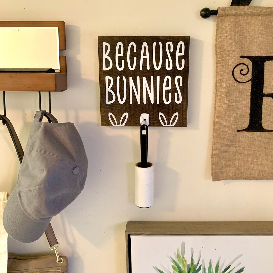 Brown Wooden Lint Roller Sign With Hook/custom Made/bunny Rabbit Wall ...
