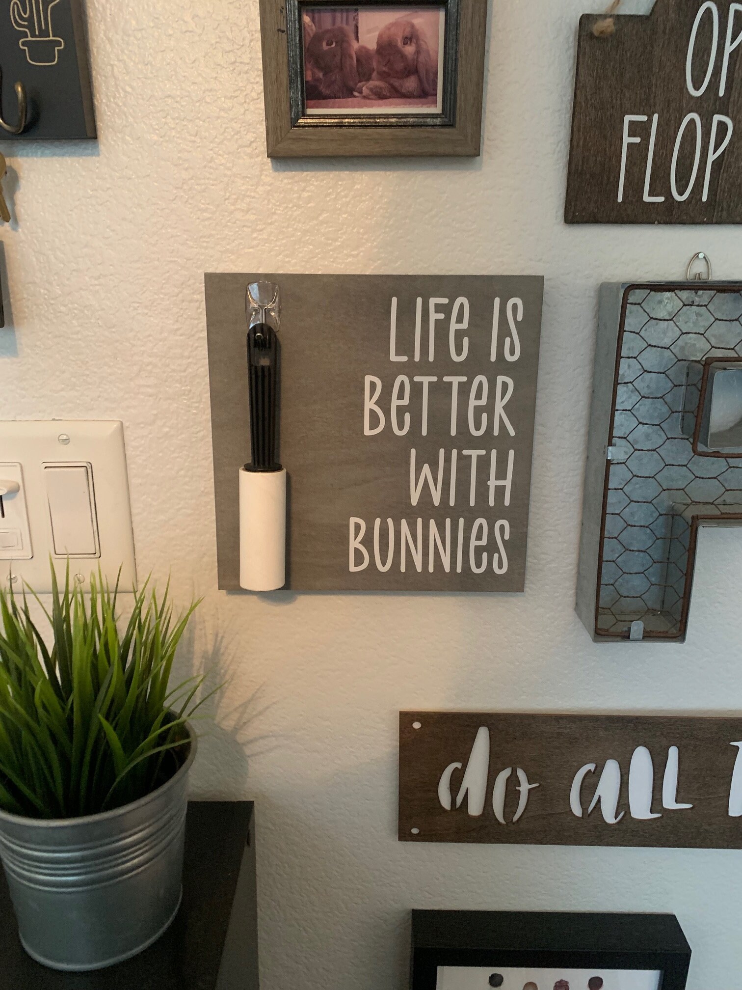 Gray Wooden Lint Roller Sign With Hook/custom Made/bunny - Etsy