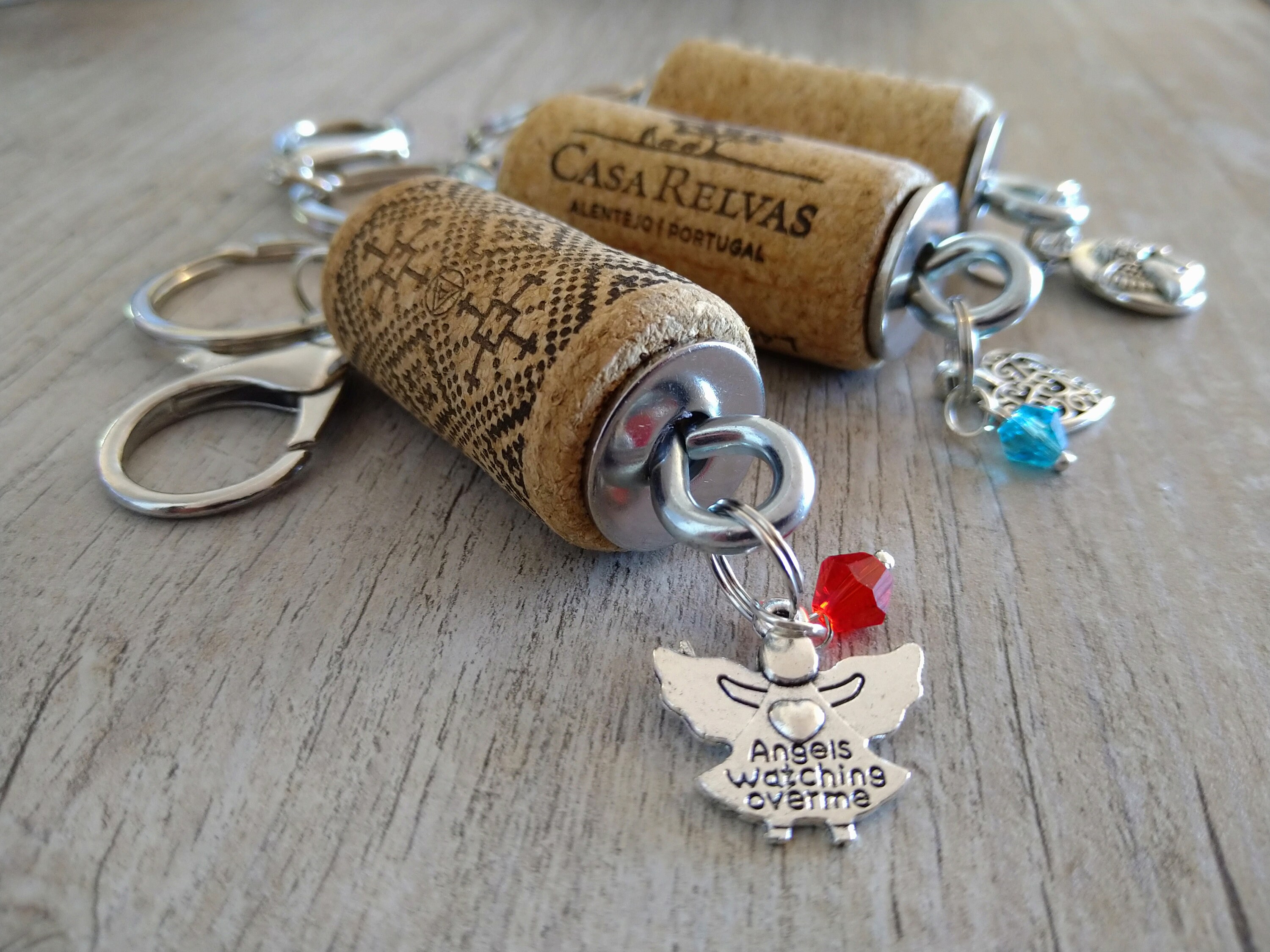 Wine Cork Keychain. Personalized Initial and Birthstone - Etsy
