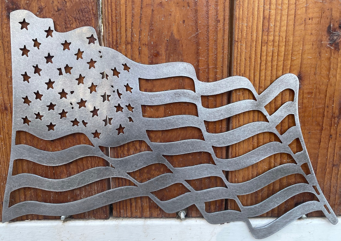 Waving American Flag Metal Sign | Etsy