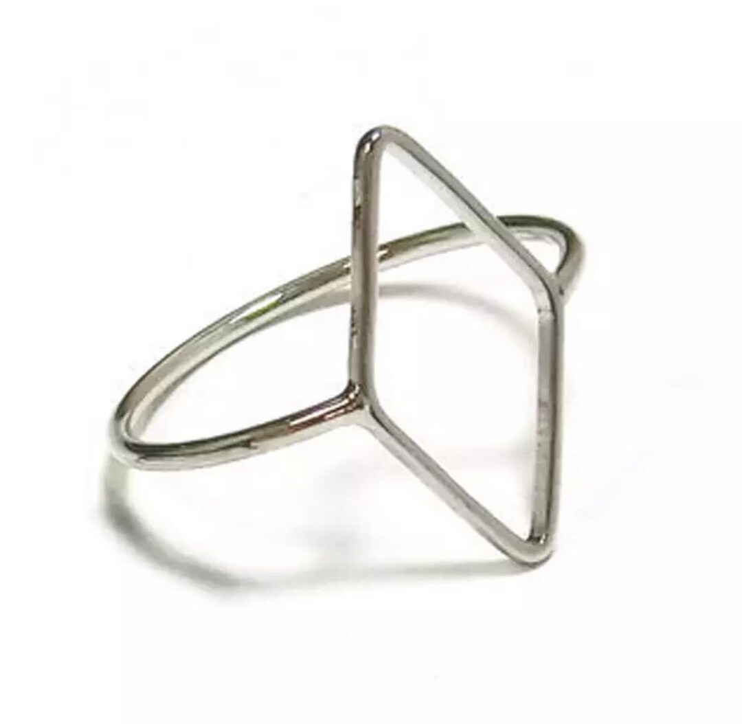 Silver Open Diamond Shaped Ring Minimal Ring Geometric Ring Silver ...