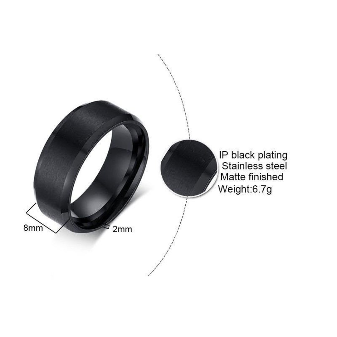 Mens Ring in Matte Black Men' S Matte Black Ring Black Ring Wedding ...