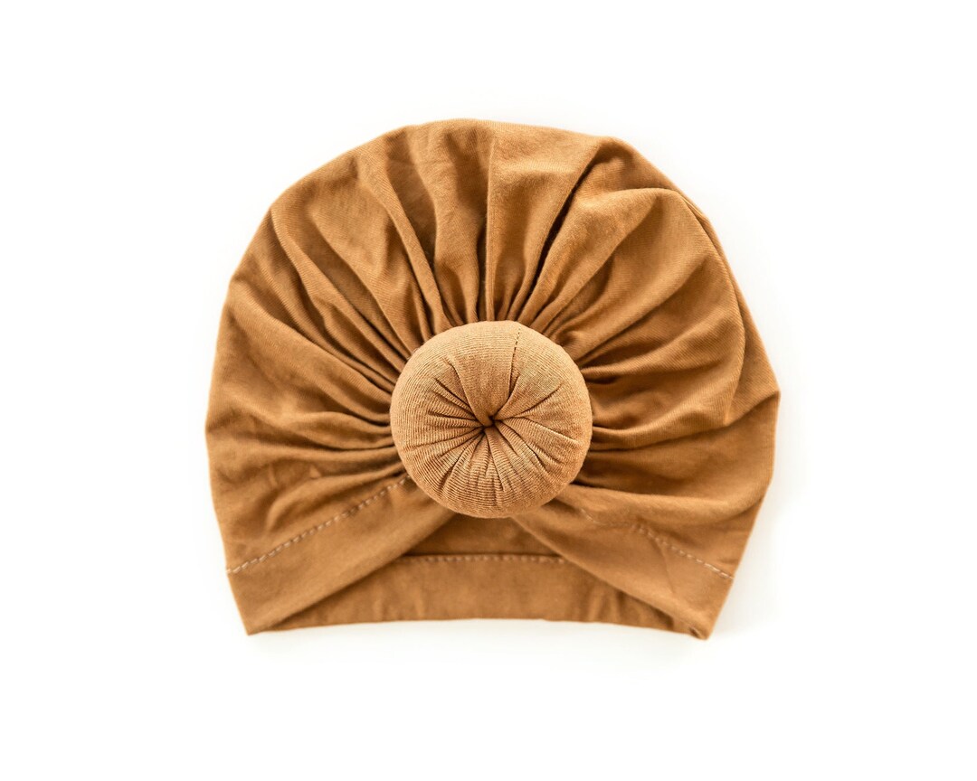 Baby Knot Turban in Rust Baby Turban Hat, Baby Girl Turban, Round Knot ...