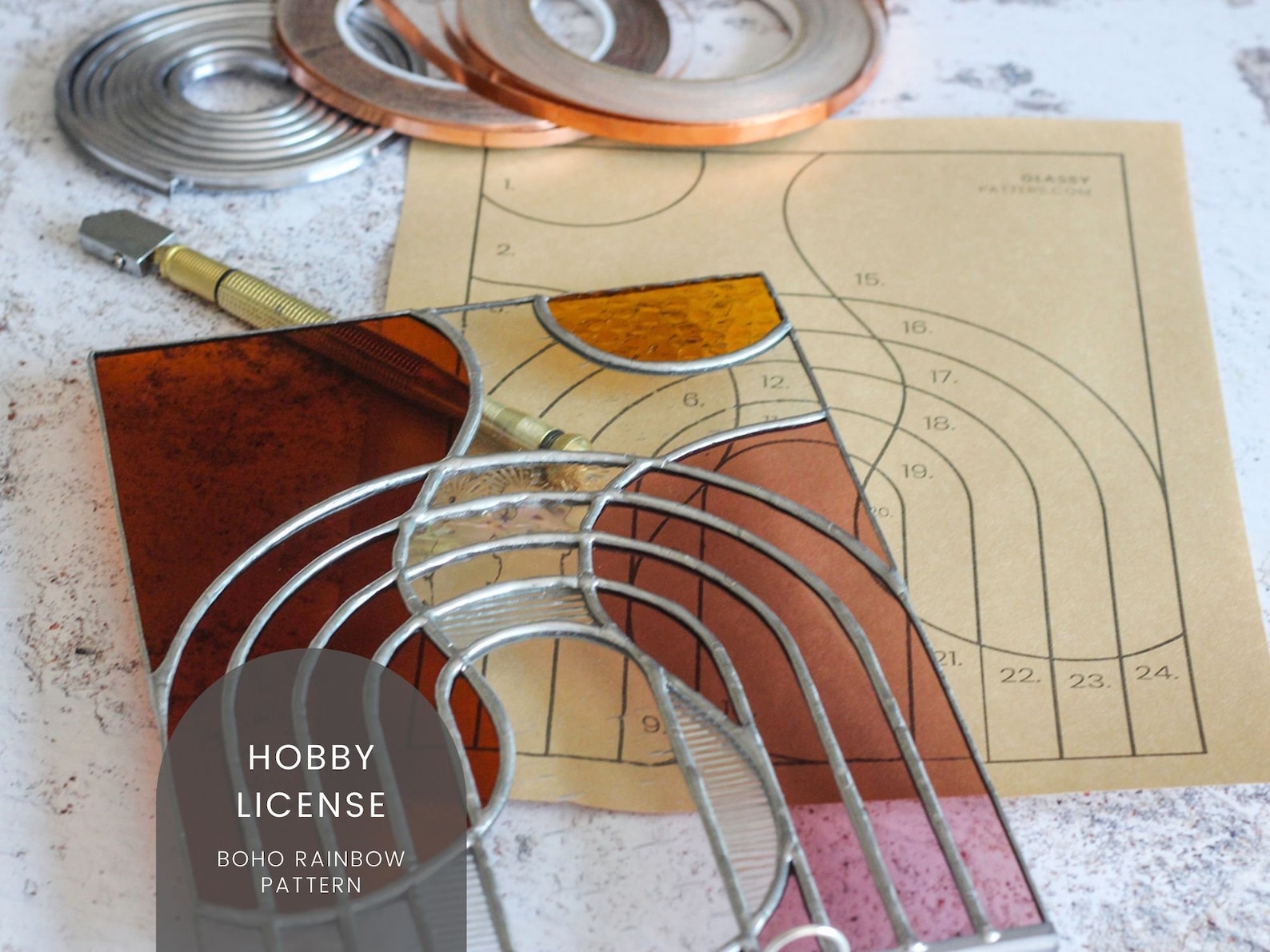 PATTERN Boho Rainbow Panel Stained Glass Pattern Digital - Etsy