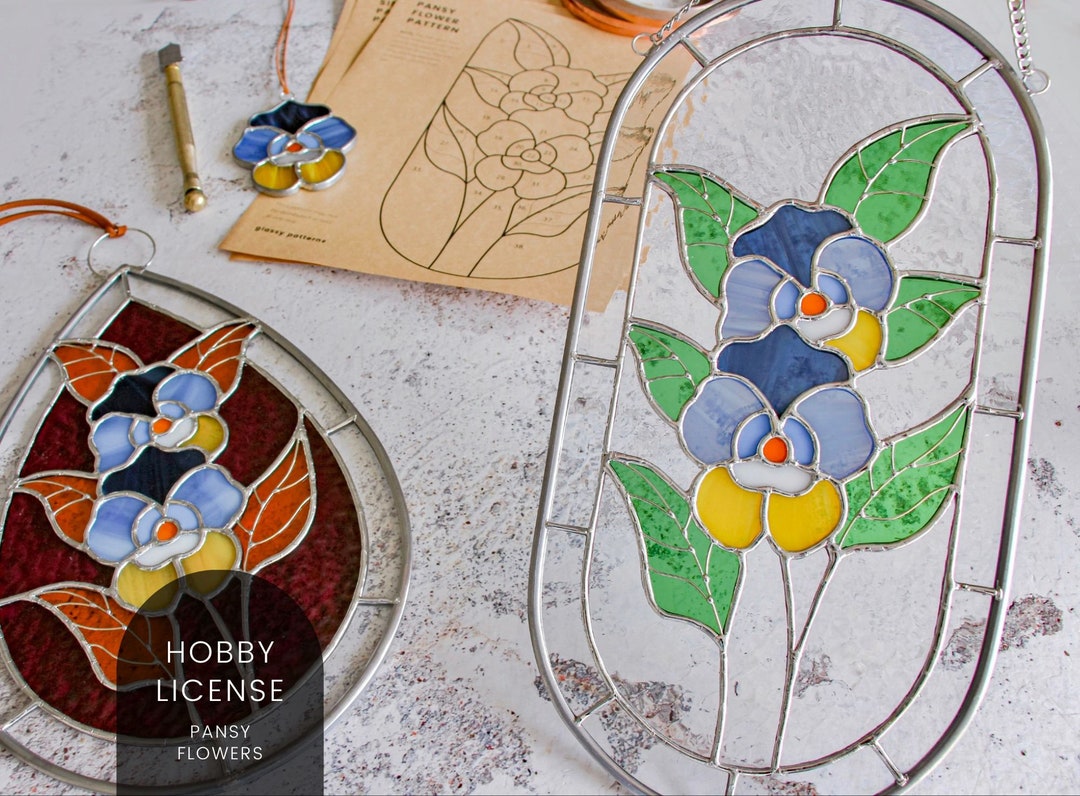 PATTERNS • 3 Pansy Flower Stained Glass Patterns • Digital Download ...
