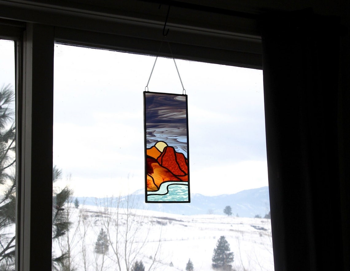 PATTERN Mountain Lake Landscape Stained Glass Pattern - Etsy