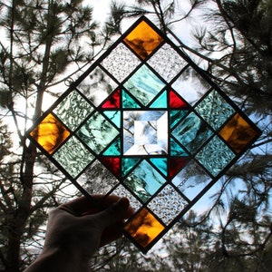 PATTERN • Geometric Quilted Square Stained Glass Pattern (works With ...