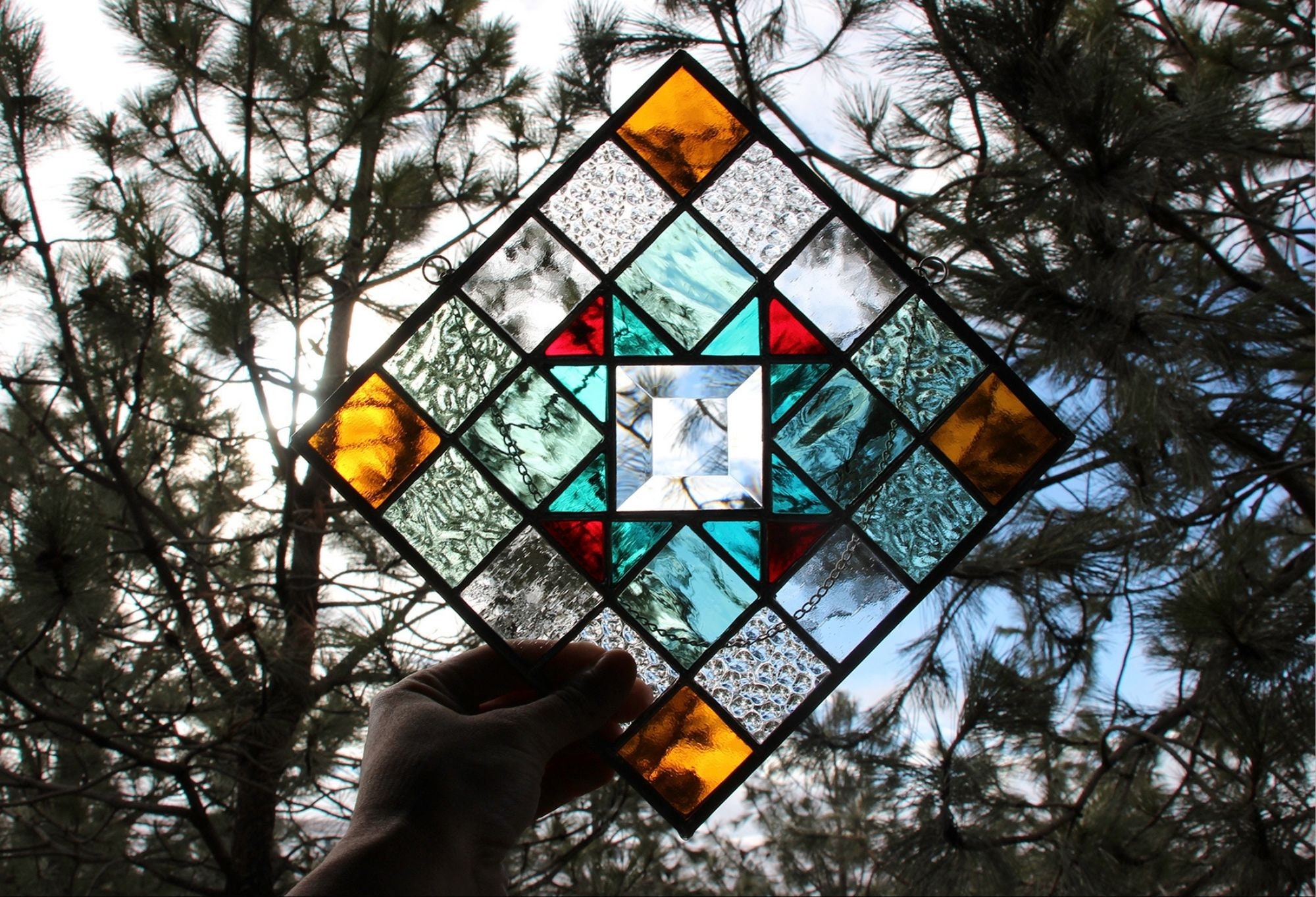 PATTERN Geometric Quilted Square Stained Glass Pattern | Etsy