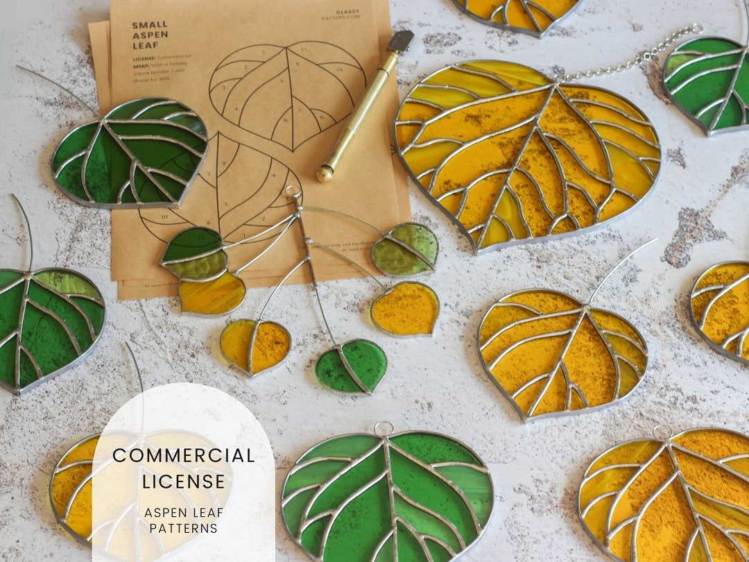 PATTERNS • 4 Aspen Leaf Stained Glass Patterns • Digital Download ...