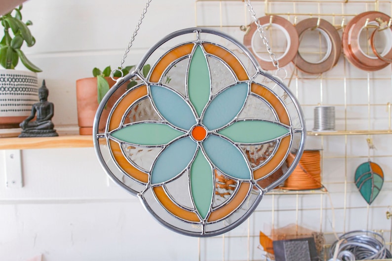 PATTERN • Mandala Flower Stained Glass Pattern • Digital Download ...
