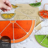 Digital Stained Glass Patterns / SET of 3 FRUIT Panels / Pear, Lemon ...