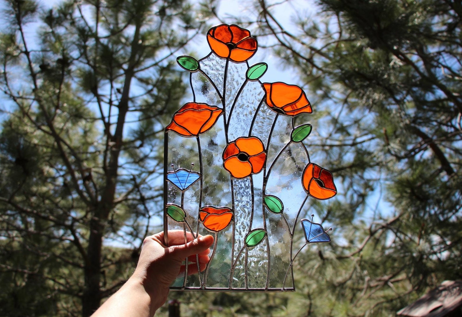 PATTERNS Poppy Flower Stained Glass Panel Patterns Digital - Etsy