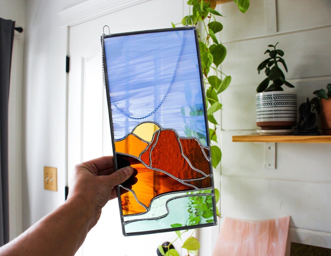 PATTERN Mountain Lake Landscape Stained Glass Pattern - Etsy