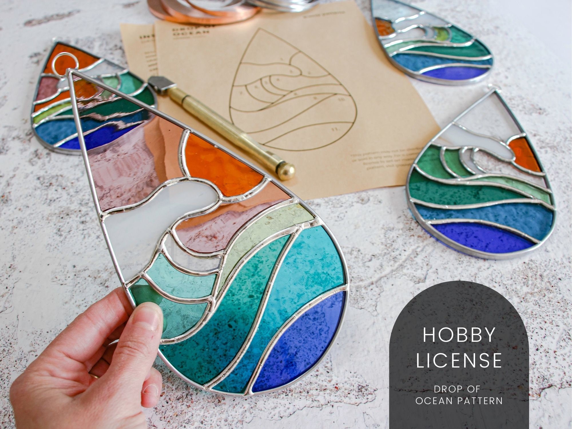 PATTERN • Drop of Ocean Stained Glass Pattern • Digital Download: Hobby ...