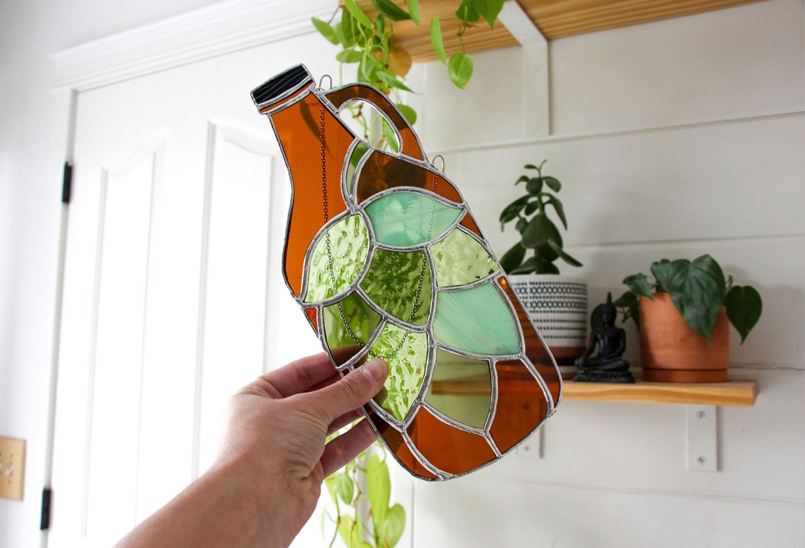 PATTERNS • Beer Growler With Hops Stained Glass Pattern • Digital ...