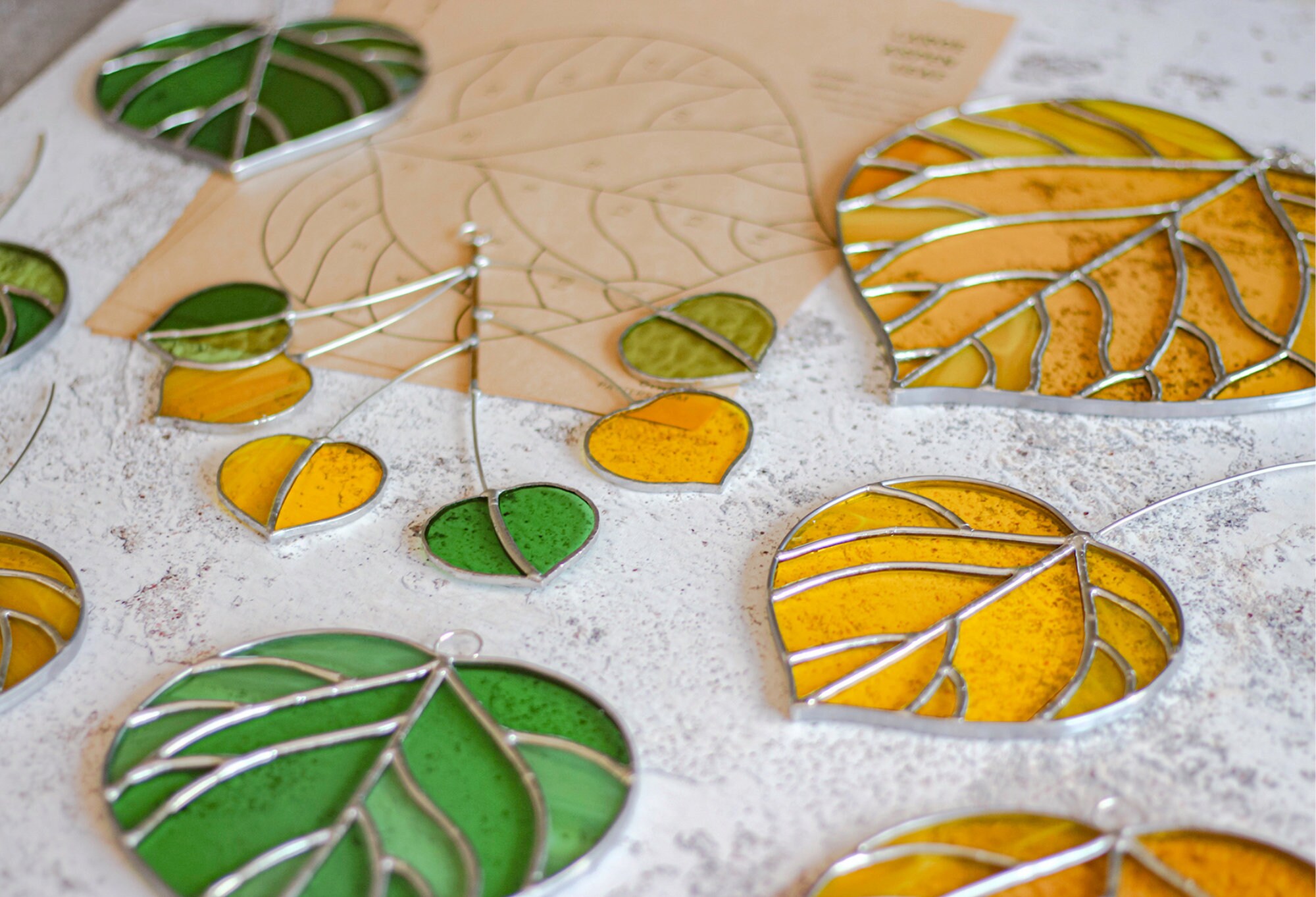 PATTERNS 4 Aspen Leaf Stained Glass Patterns Digital | Etsy